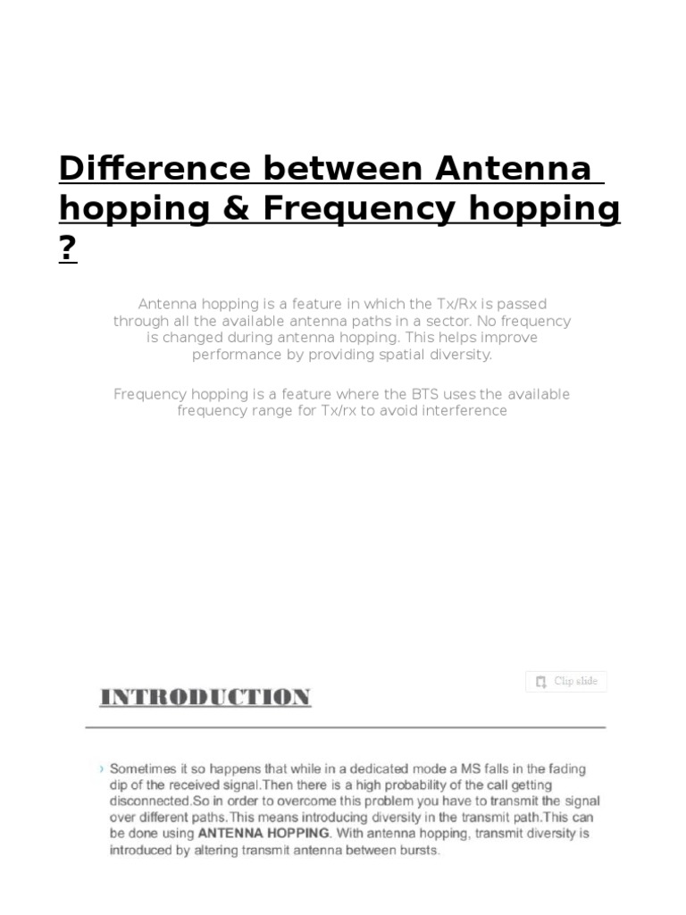 Difference Between Antenna Hopping & Frequency Hopping | PDF