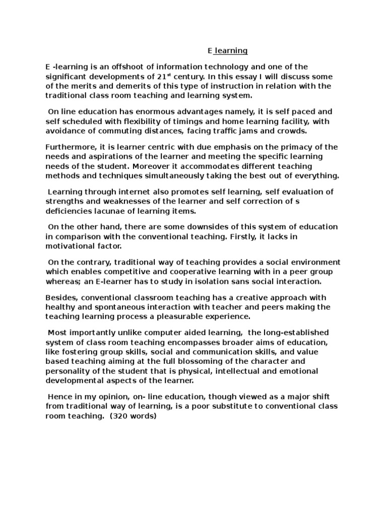 Benefits and Drawbacks of E-Learning vs Classroom Learning | PDF