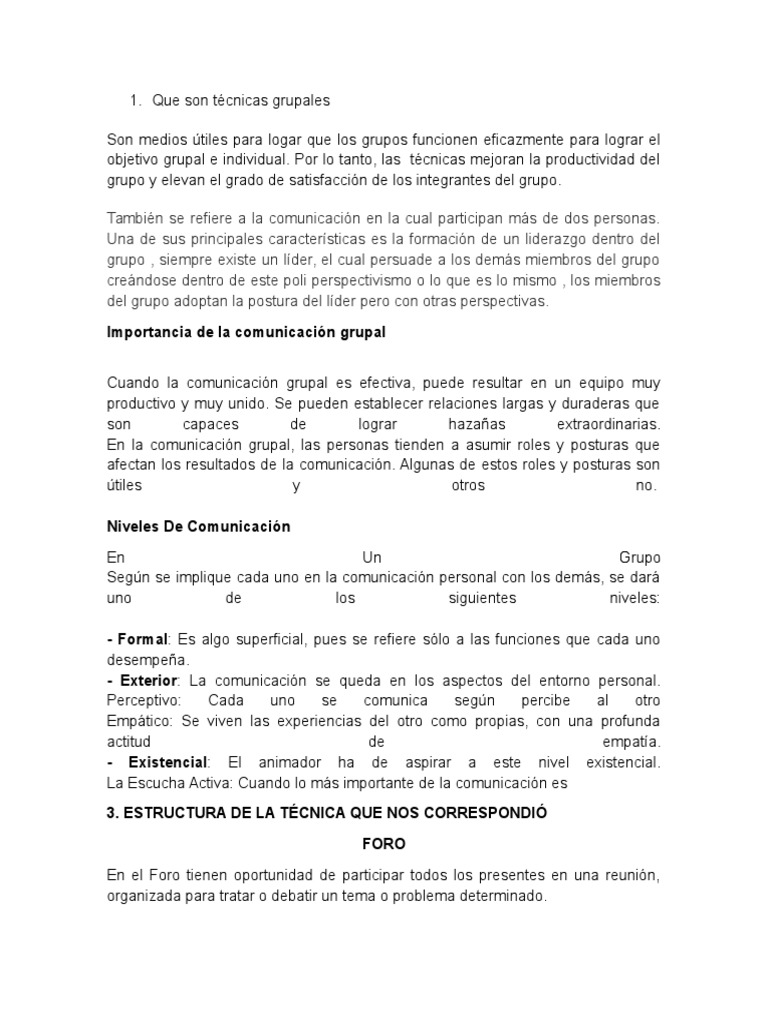 Estructura de La Tecnica Foro Daniela y Geraldine | PDF | Foro de Internet | Liderazgo