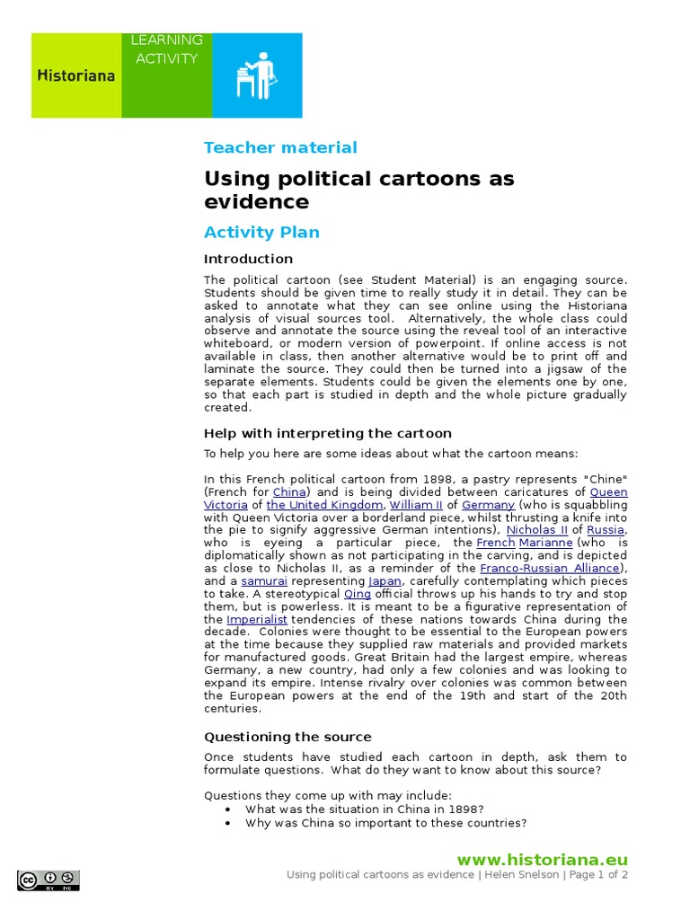 Using Political Cartoons As Evidence: Teacher Material | PDF | Great ...