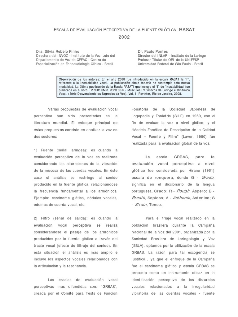 Rasat | PDF | Vocal | Otorrinolaringología