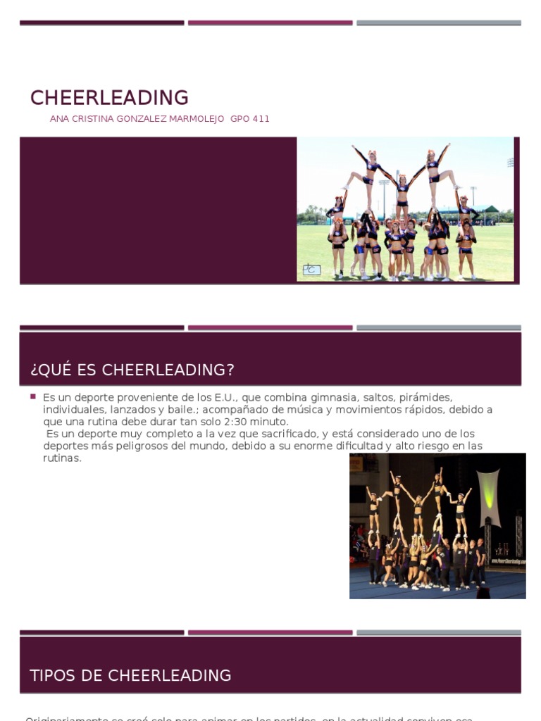 Qué es el Cheerleading y sus Tipos | PDF | Animadoras | Deportes ...
