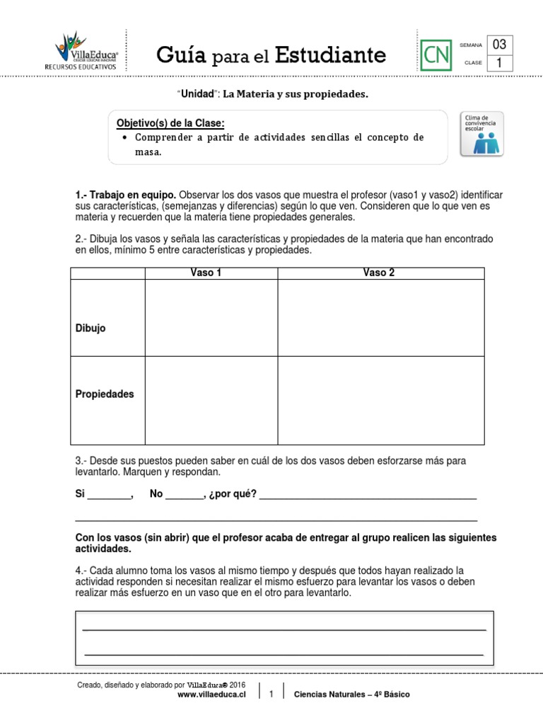 Guia Estudiante Ciencias 4basico La Materia y Sus Propiedades016 PDF ...
