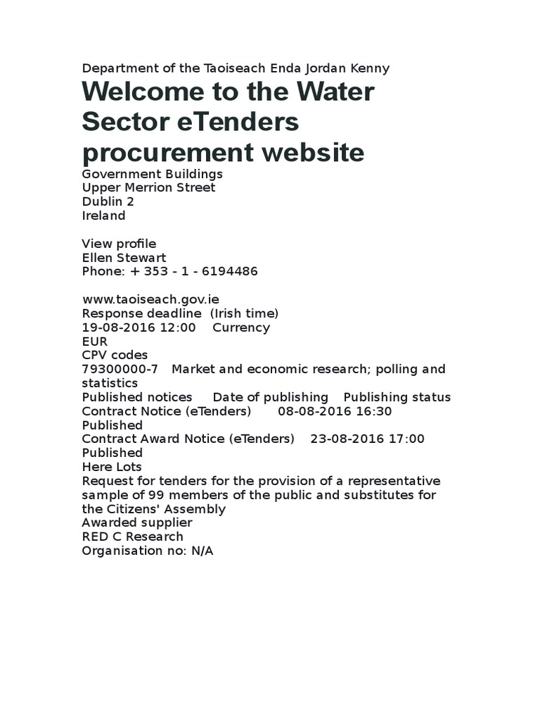 Department of The Taoiseach Enda Jordan Kenny Welcome To The Water ...