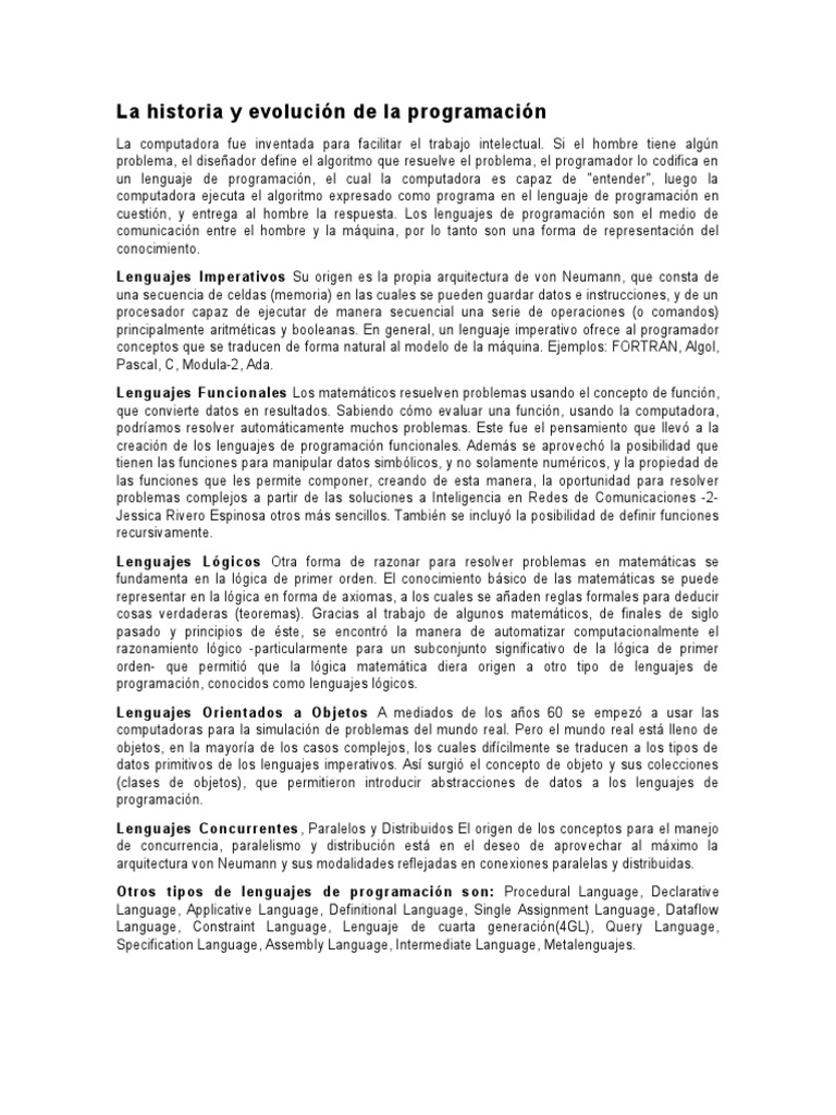 La Historia y Evolución de La Programación | PDF | Lenguaje ensamblador ...