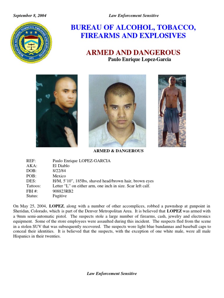 Lopez Garcia Paulo Enrique ATF Most Wanted | PDF