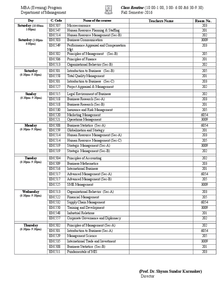 Saturday: Day C. Code Name of The Courses | PDF | Career & Growth