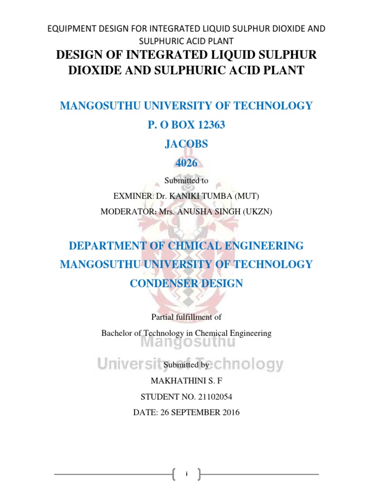 Condenser Report | PDF | Heat Exchanger | Sulfur Dioxide