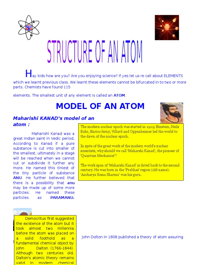Lesson Plan on an Atom | Atomic Nucleus | Atoms