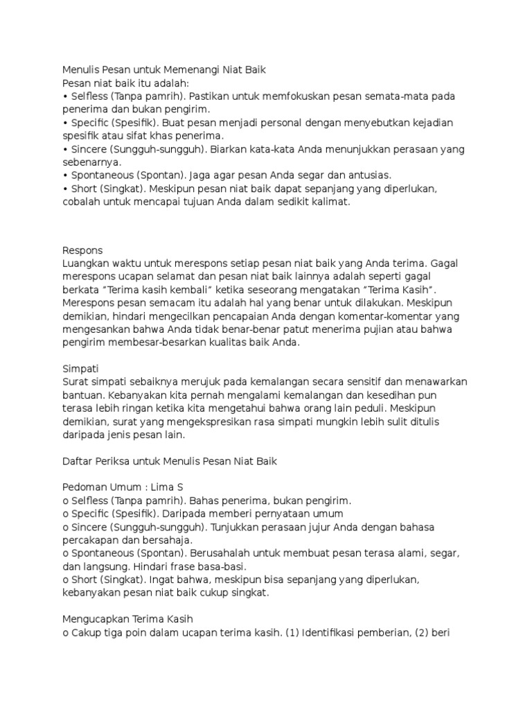 Contoh Pesan Goodwill dan Good News | PDF | Karier & Perkembangan ...