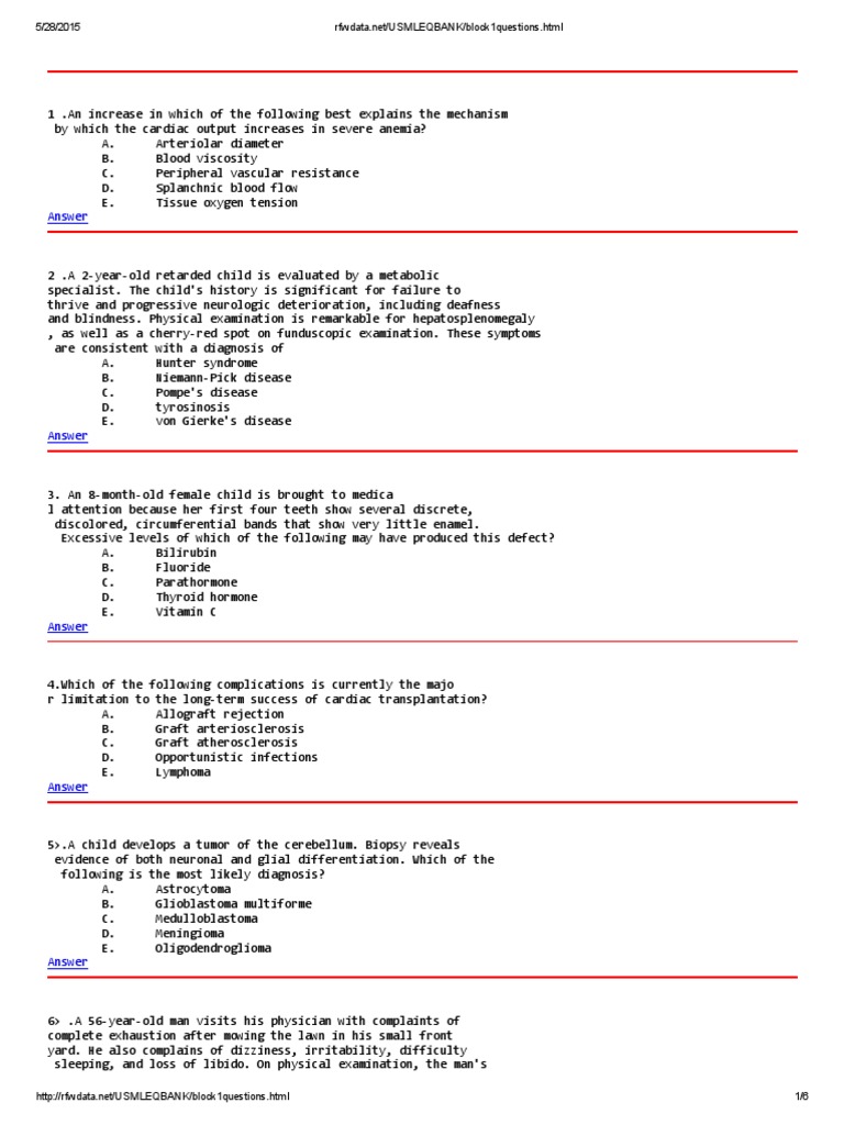 USMLE Neurology Practice Questions | PDF | Ventricle (Heart) | Heart