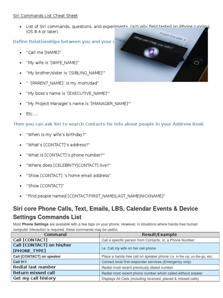 Speech Recognition - Commands List Cheatsheet (Siri, Now, Alexa - Pi, Cortana - Kinect, Dragon ...