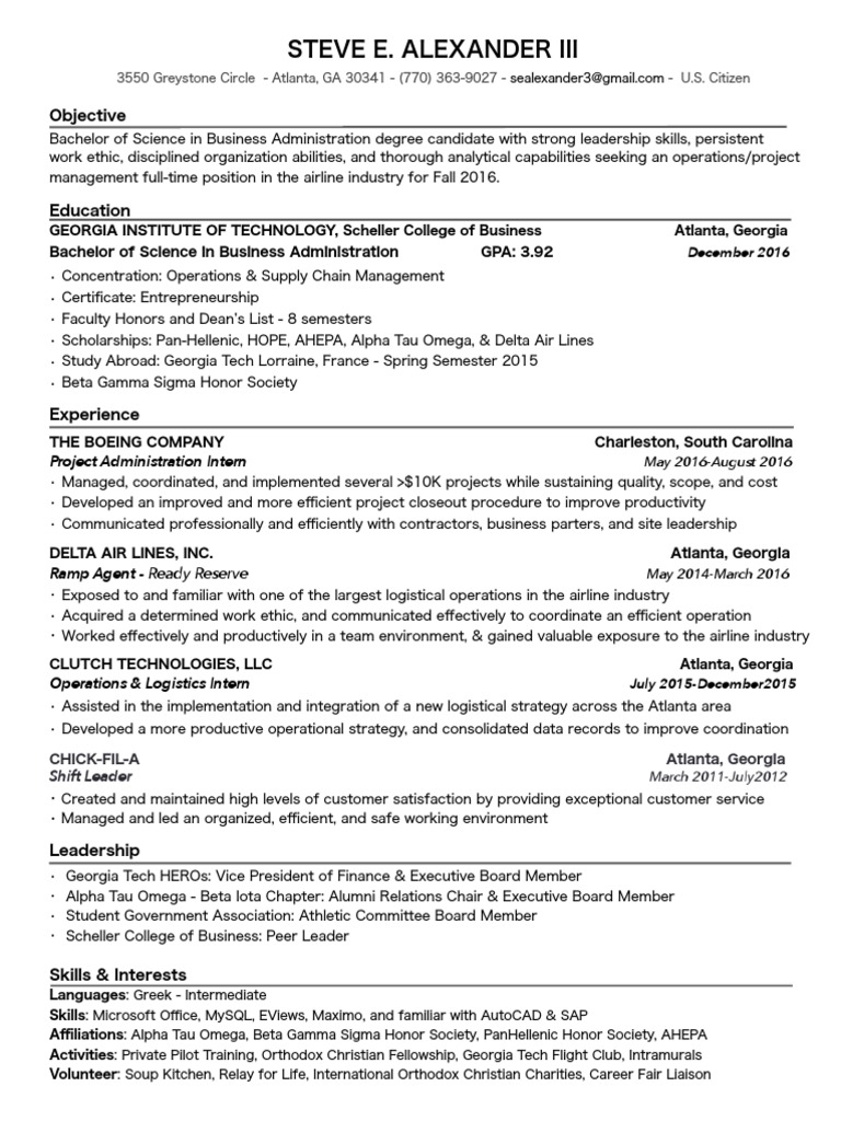 Business Administration Graduate Resume | PDF | Georgia (U.S. State ...