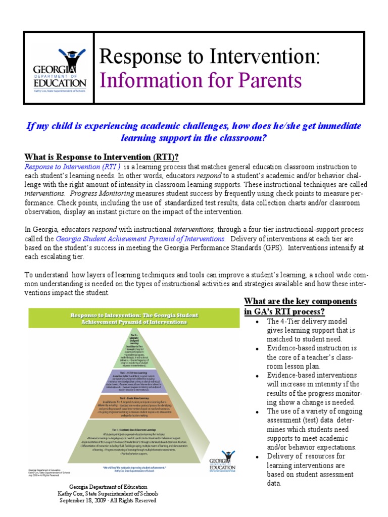 Information For Parents: Response To Intervention | Download Free PDF ...