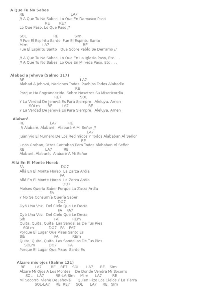 Letra Coritos Cristianos de La a a La z