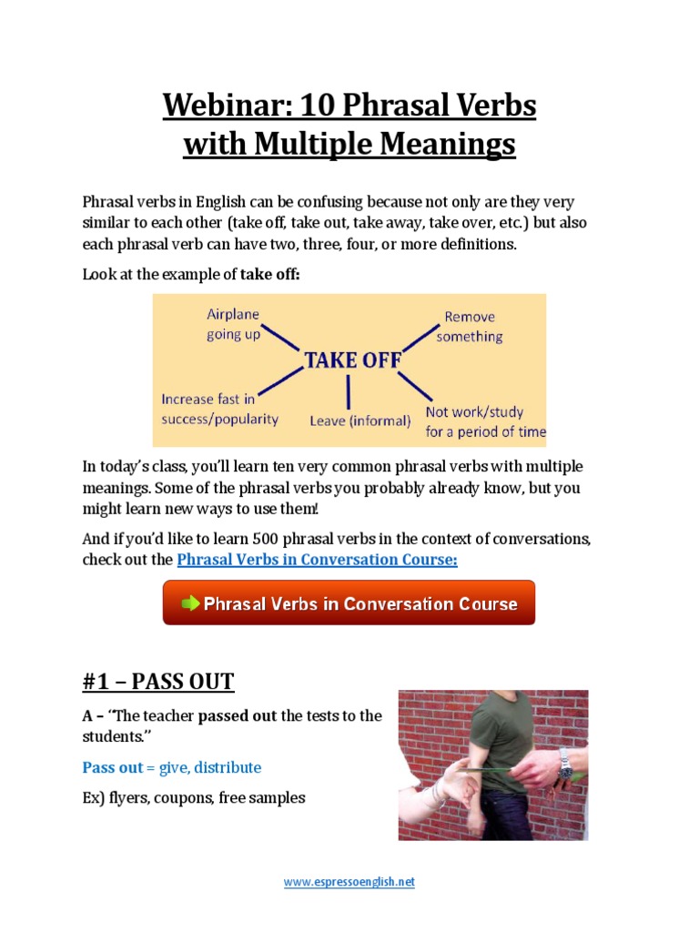Webinar Phrasal Verbs Multiple Meanings | PDF | Backup | Teachers