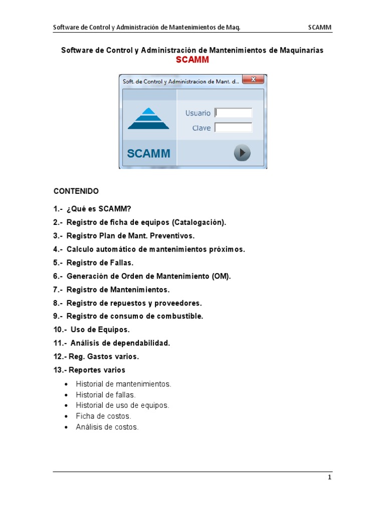 Software SCAMM para Mantenimiento Eficiente | PDF | Ingeniería de ...