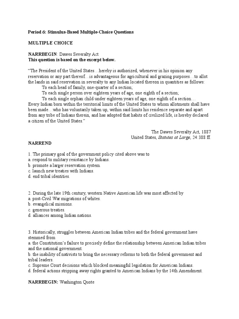 APUSH Period 6: Key Concepts & Questions | PDF | Native Americans In ...