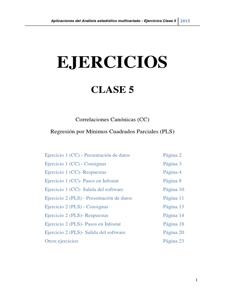 Ejercicios Multivariado CAVILA - Clase5 | PDF | Correlación y dependencia | Análisis de regresión
