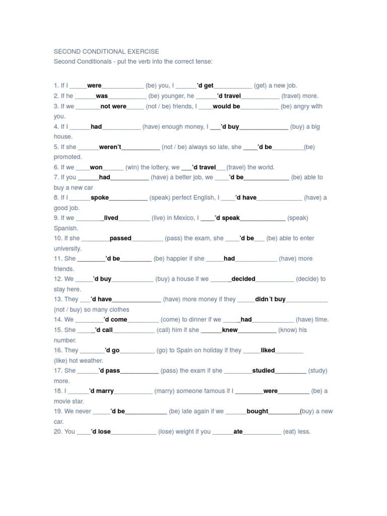 Second Conditional Exercise | PDF