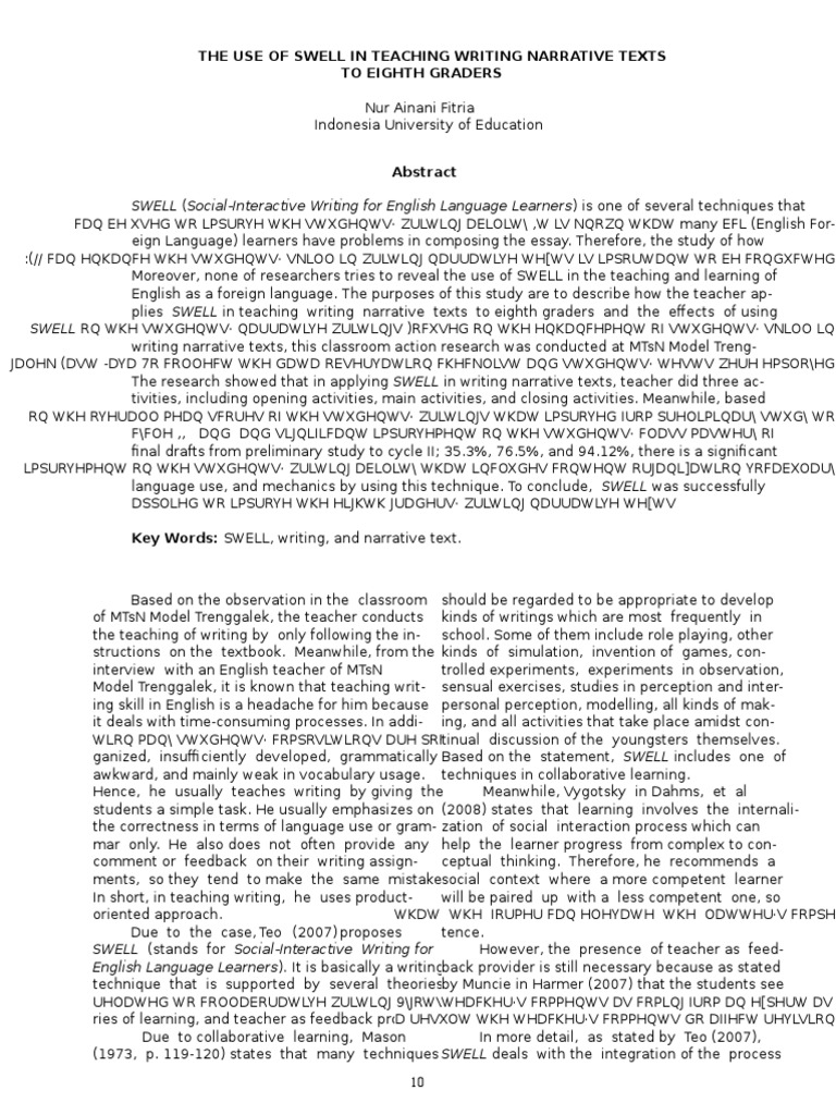 The Use of Swell in Teaching Writing Narrative Texts To Eighth Graders ...