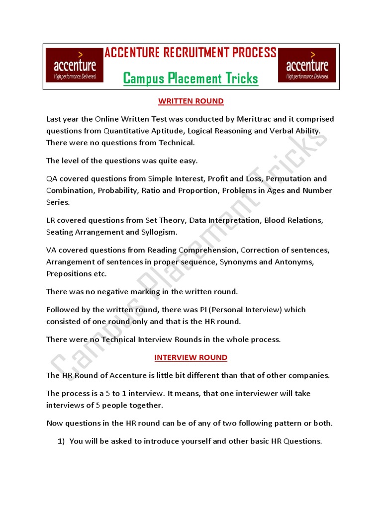 Accenture Recruitment Process | PDF | Transistor | Engineering