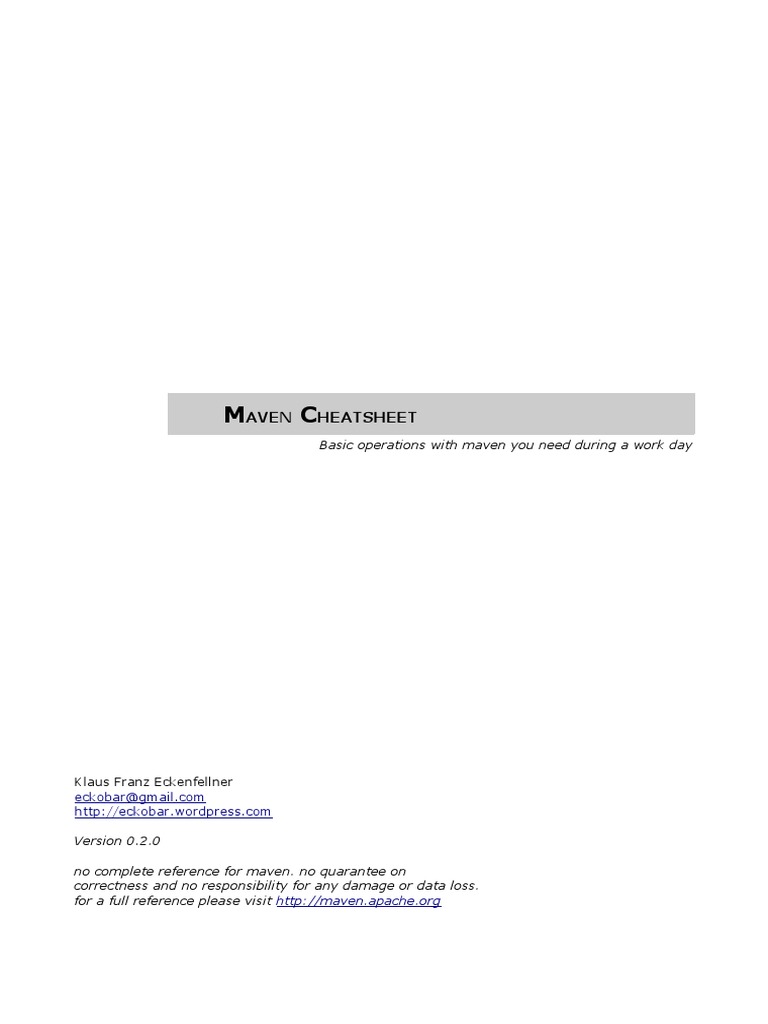 Essential Maven Commands Cheat Sheet | PDF | Eclipse (Software ...