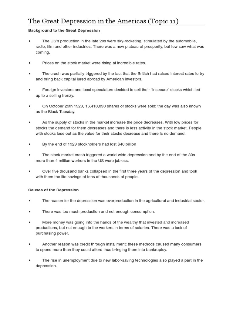 The Great Depression in The Americas | PDF | Gold Standard | Great ...