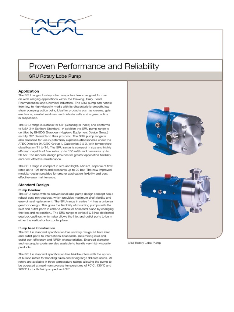 Bomba de Tres Lóbulos - Alfa Laval - SRU - Com | PDF | Pump | Valve