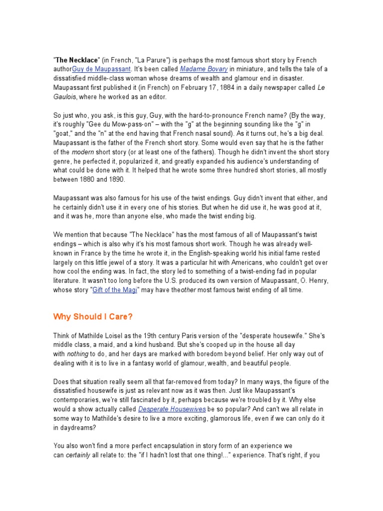 The Necklace Analysis | Narration