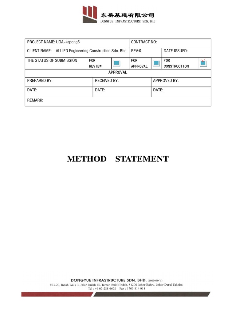 Method Statement: Approval | PDF | Deep Foundation | Drilling Rig