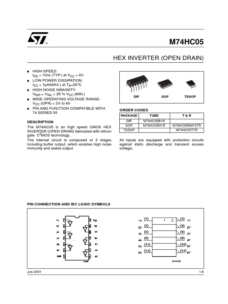 Hex Inverter (Open Drain): Order Codes | Digital Electronics ...