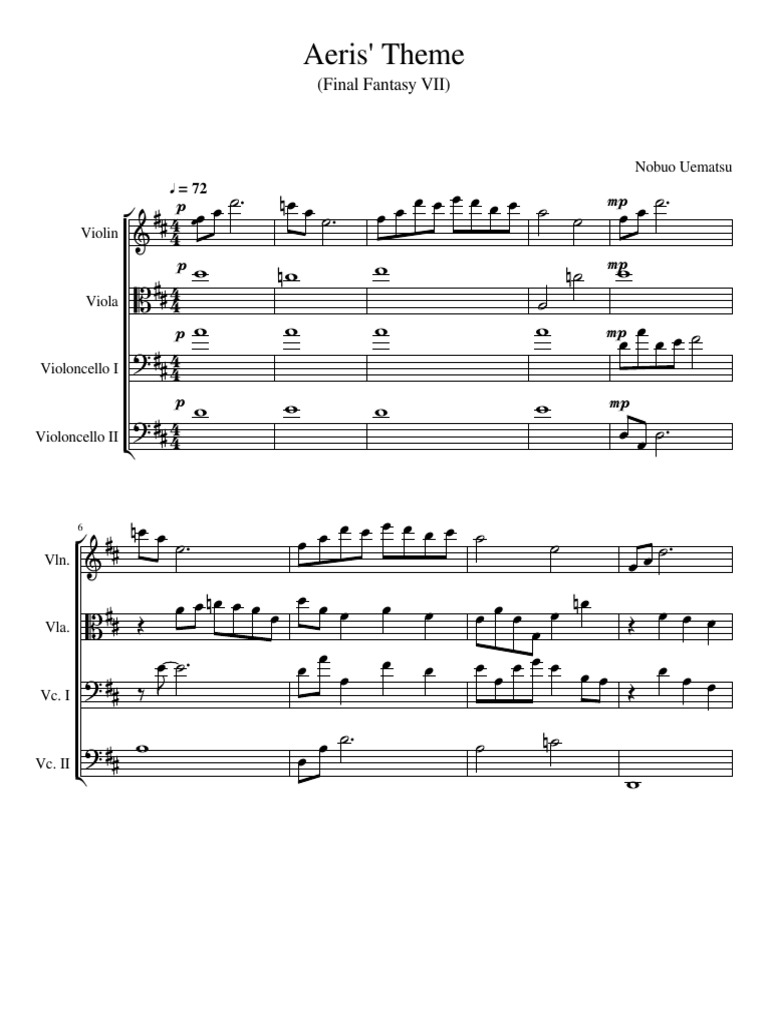 Aeris Theme String Quartet - Nobuo Uematsu-Parts | PDF | Fantasy Games ... Aeris Theme String Quartet - Nobuo Uematsu-Parts | PDF | Fantasy Games ...