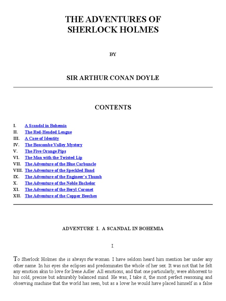 The Adventures of Sherlock Holmes | PDF | A Scandal In Bohemia | Irene ...