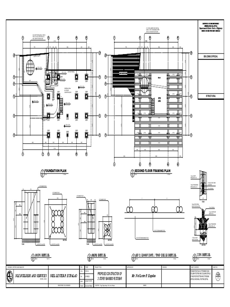 Foundation Plan Second Floor Framing Plan: Nle Builders and Services ...