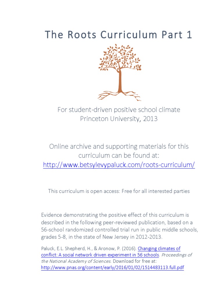 The Roots Curriculum Part 1: For Student-Driven Positive School Climate ...