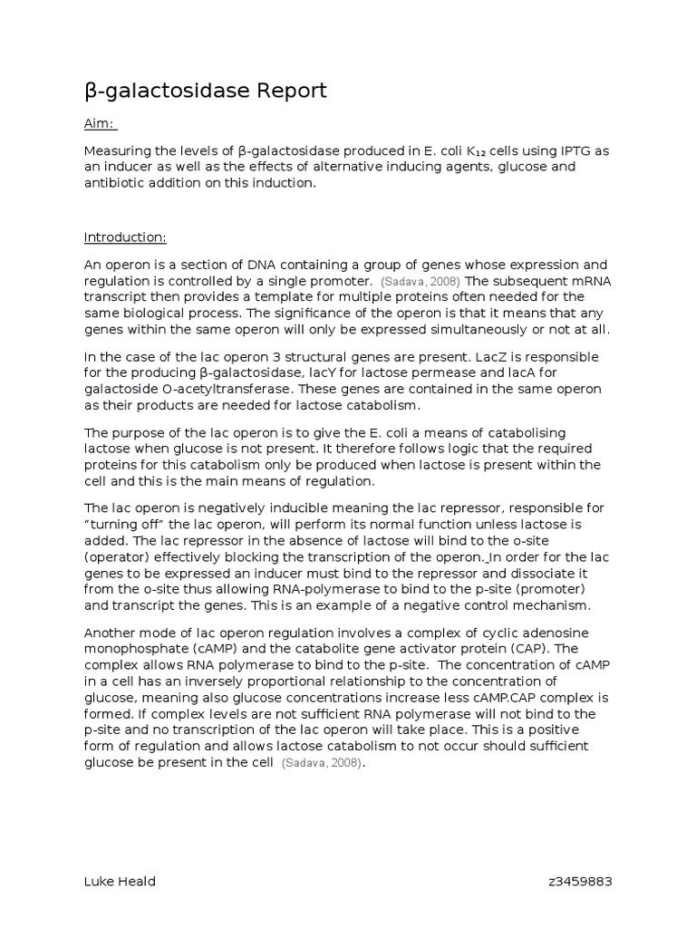 Luke Heald BIOC Report | Download Free PDF | Operon | Molecular Biology