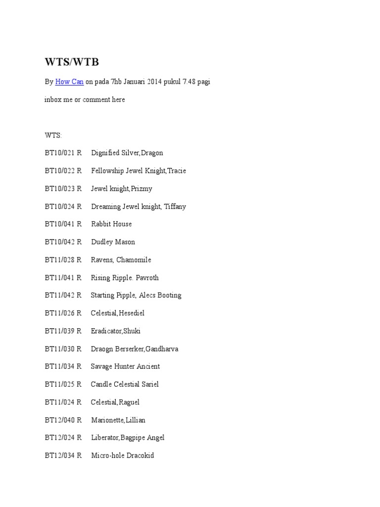 WTS/WTB: How Can | PDF | Cooking, Food & Wine