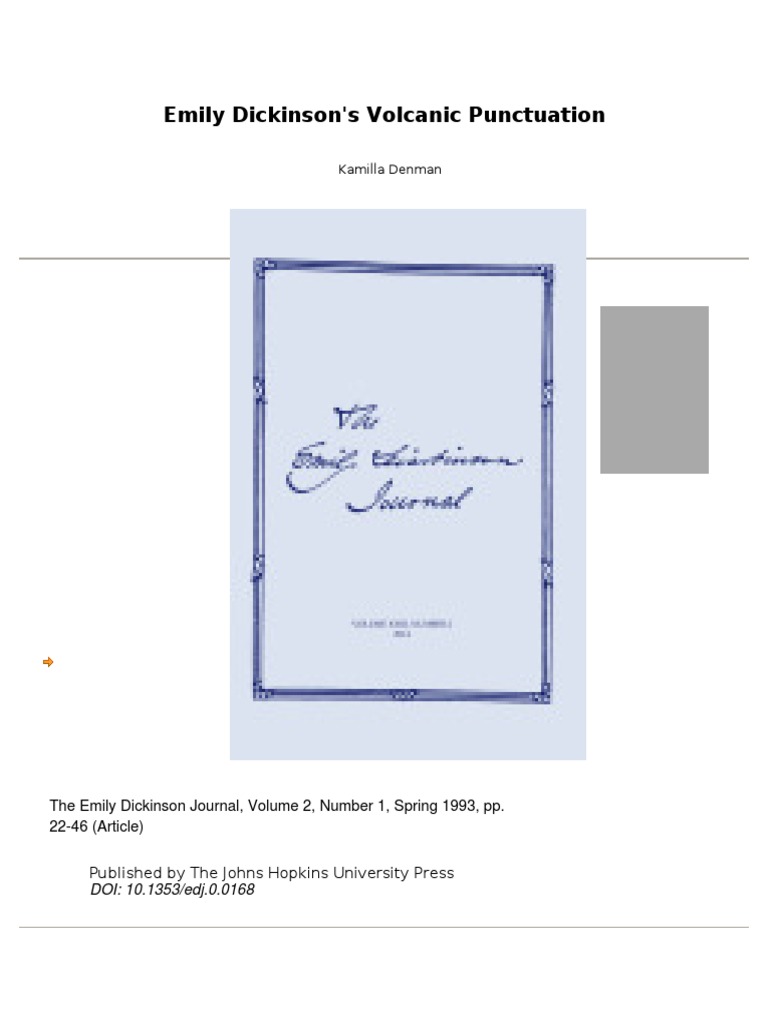 The Emily Dickinson Volcanic Punctuation - Kamilla Denman | PDF | Emily ...