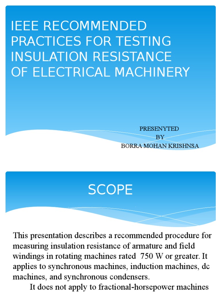 Ieee Recommended Pratices For Testing Insulation Resistance of | PDF ...