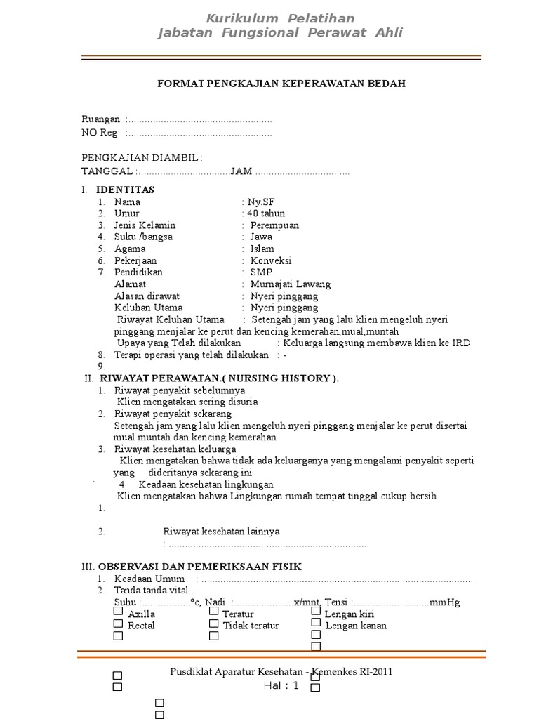 Contoh Format Pengkajian | PDF