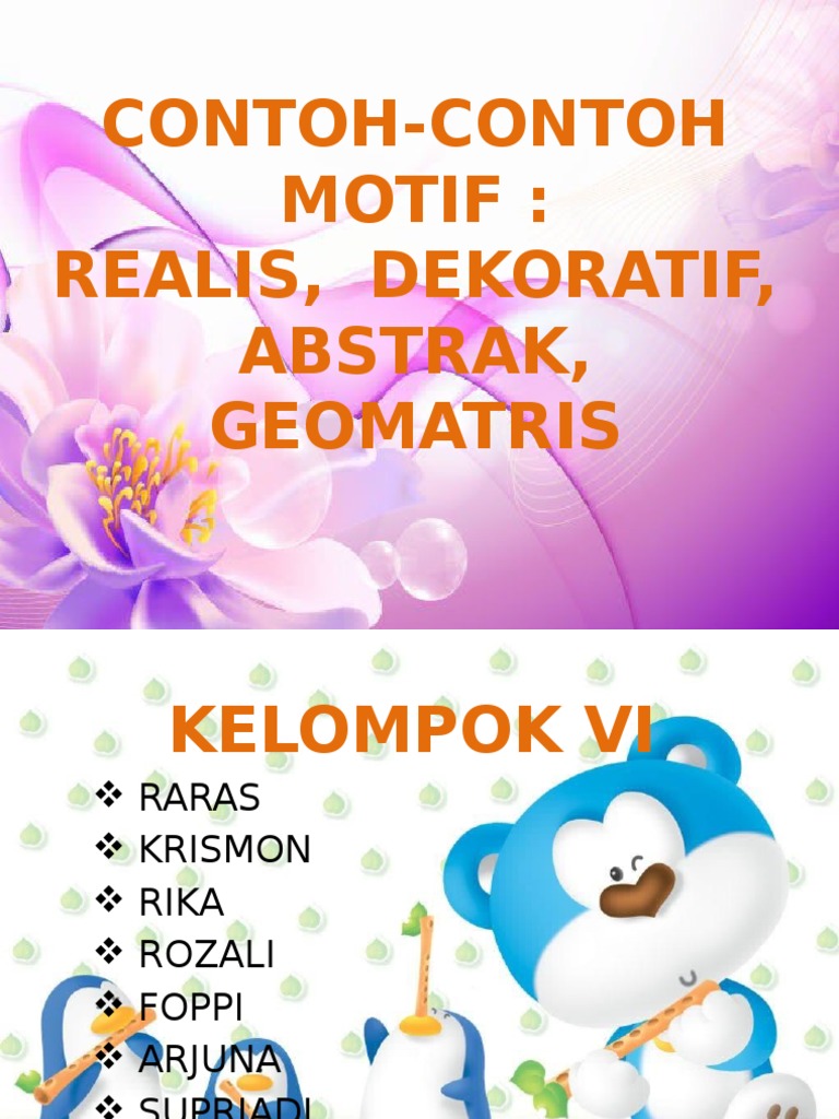 Contoh-Contoh Motif, Realis, Dekoratif, Abstrak, Geomatris | PDF