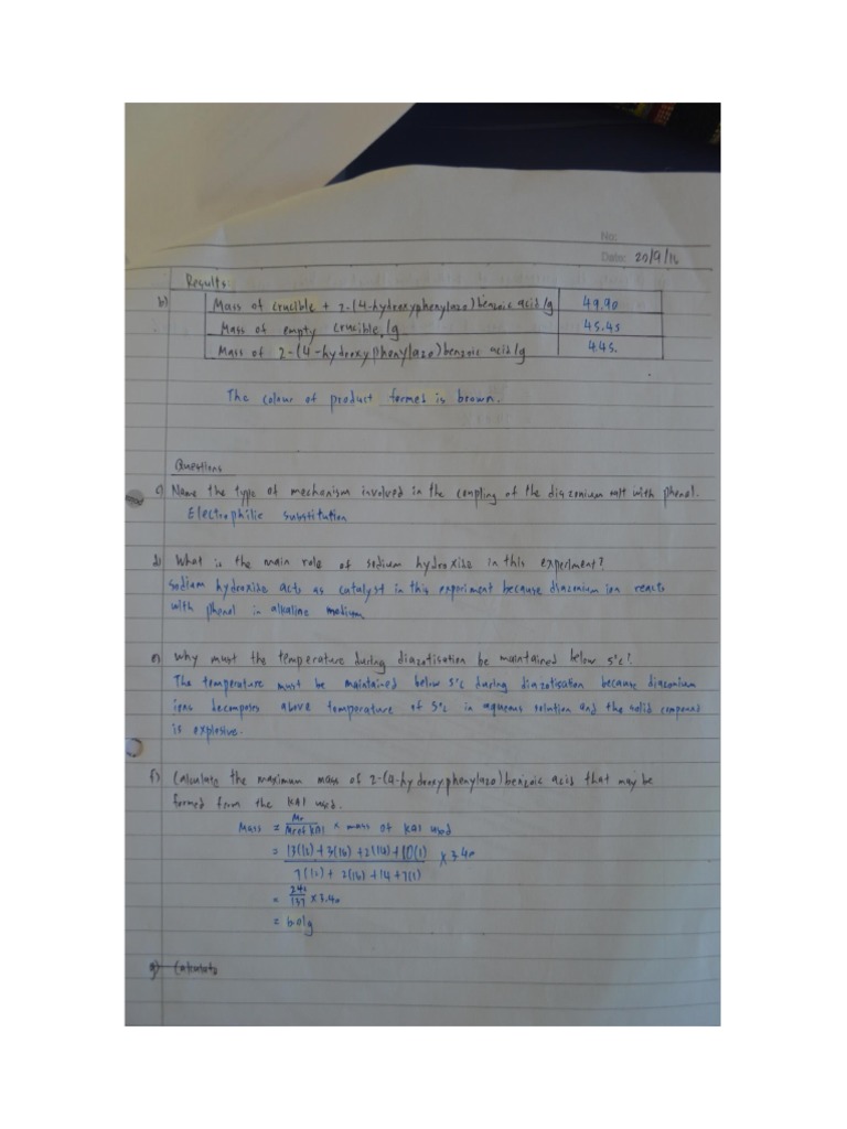STPM Chemistry Experiment 13 Technique Synthesis | PDF