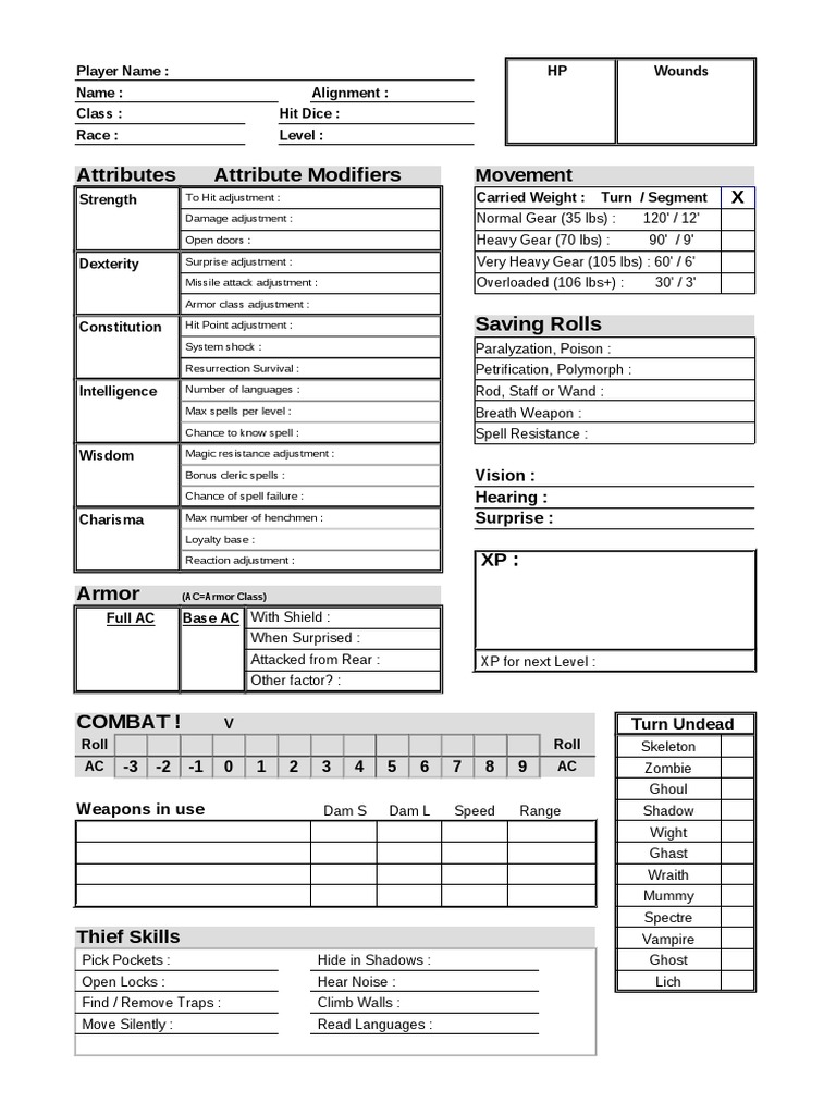 Attributes Attribute Modifiers: Movement X | PDF
