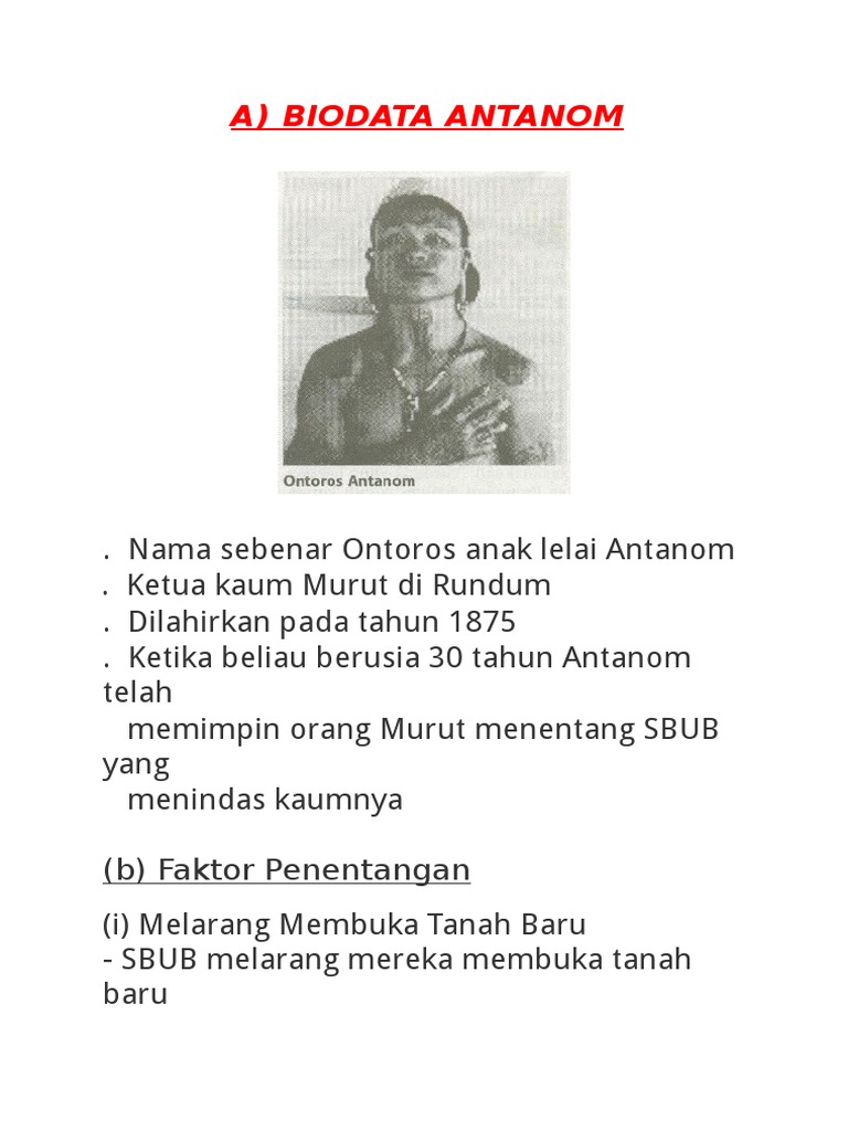 Biodata Antanom | PDF