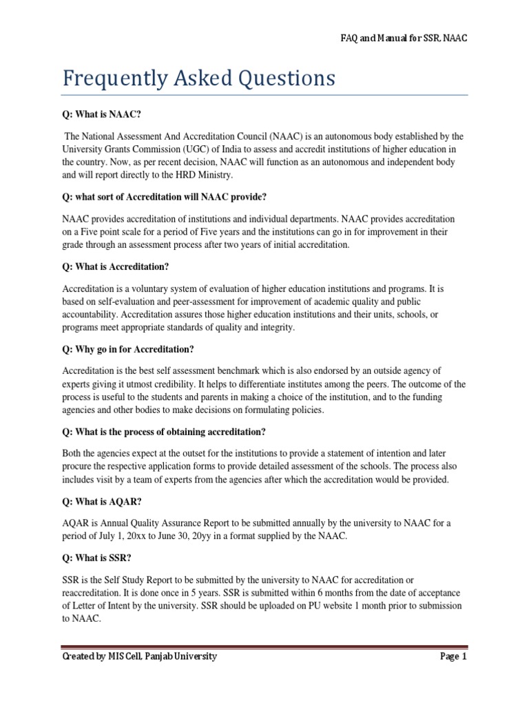 A Comprehensive Guide to NAAC Accreditation: Frequently Asked Questions ...