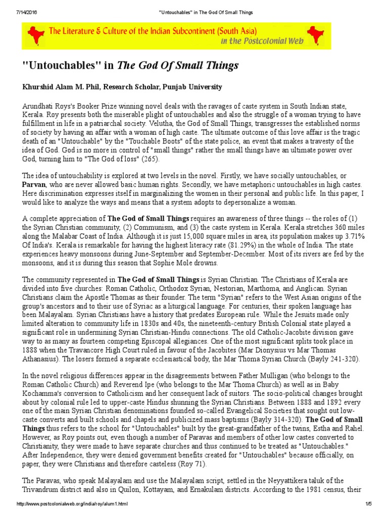 Untouchables - in The God of Small Things | PDF | Dalit | Orthodoxy