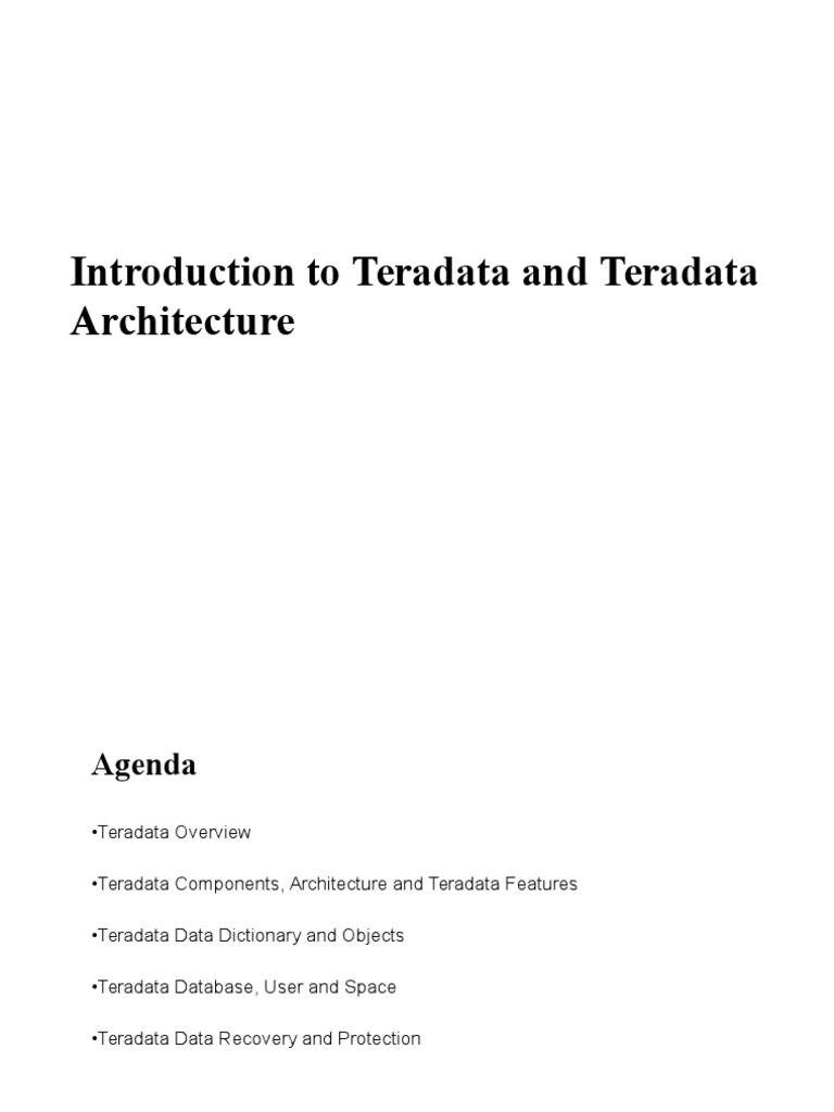 Introduction To Teradata and Teradata Architecture | PDF | Database Index | Information Science