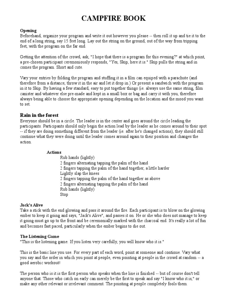 Campfire Games and Cheers Guide | PDF | Applause | Storytelling