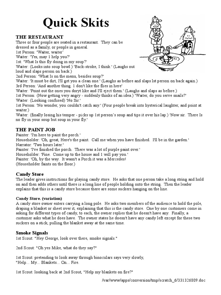Quick Skits: The Restaurant | PDF | Waiting Staff | Leisure
